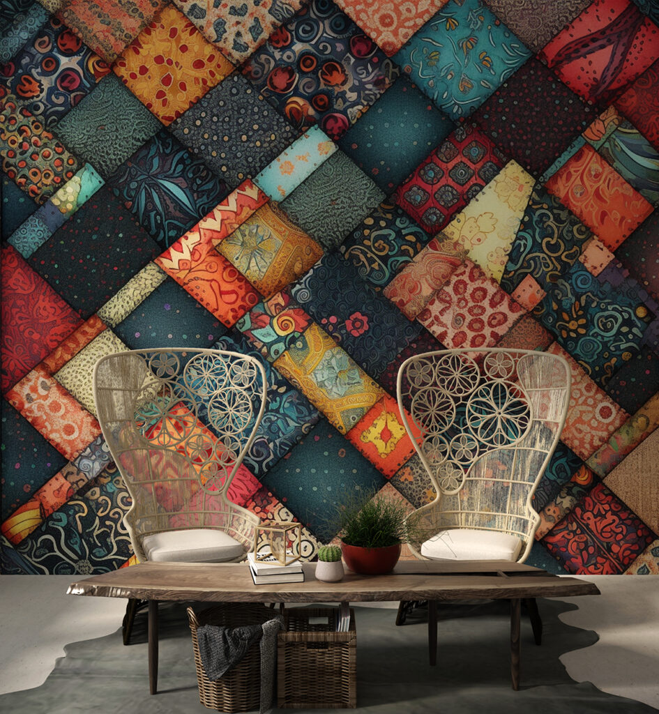 Ethnic Patchwork Mural Wallpaper - Magic Decor