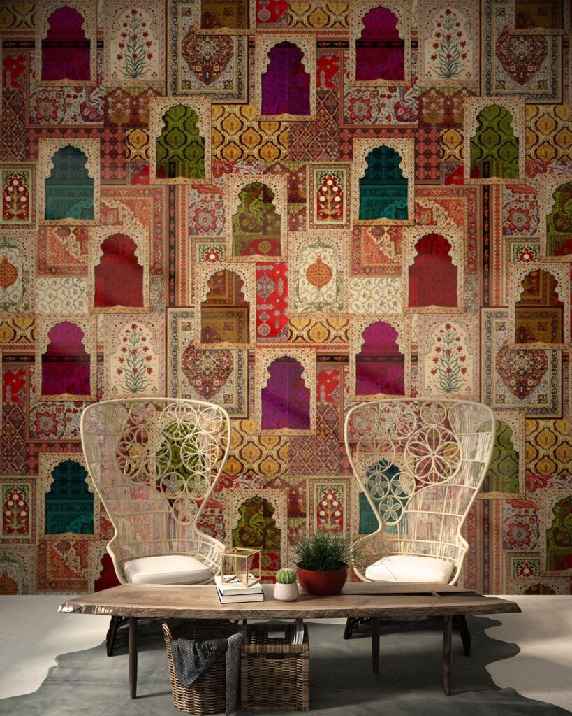 Patchwork Wallpaper for Wall, Rajasthani Wall Mural - Magic Decor