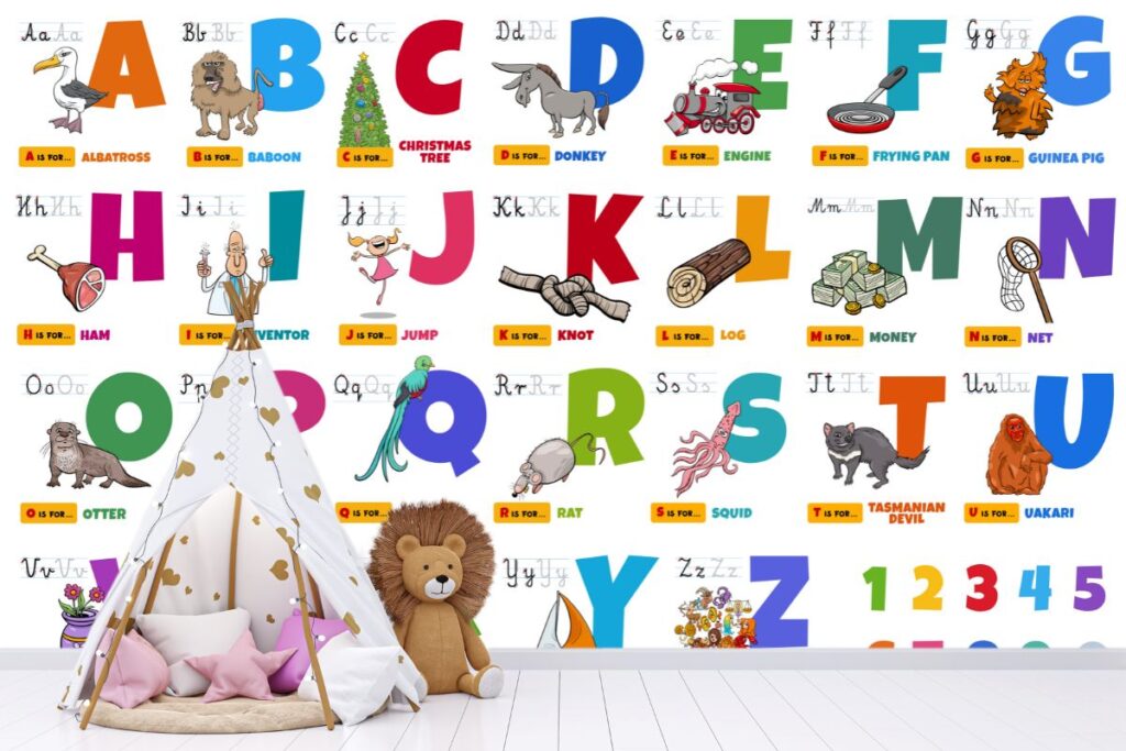 Wallpaper for Nursery, Learn Alphabets and Numbers