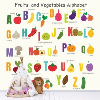 Wallpaper of Fruits and Vegetables Alphabets for Kids - Magicdecor®