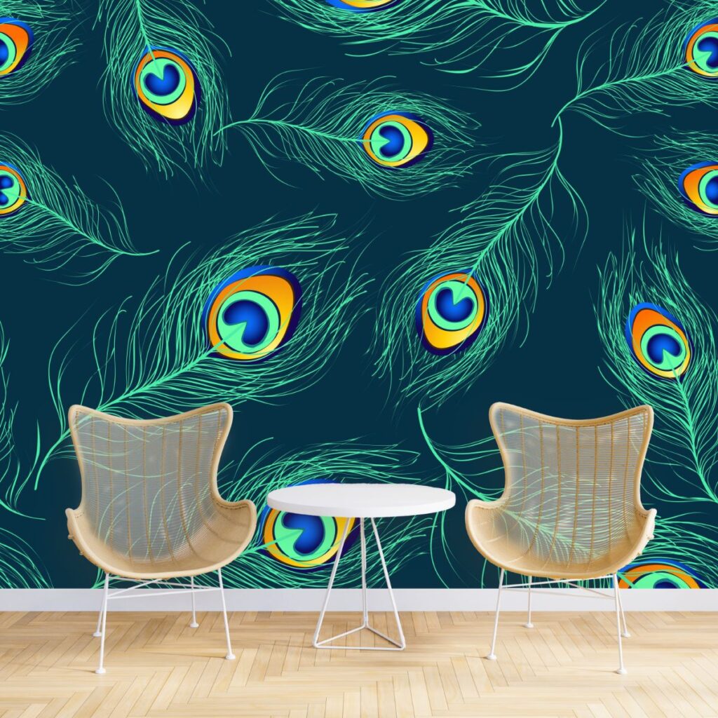 Mor Pankh Wallpaper for Wall, Vibrant Peacock Green - Magicdecor®