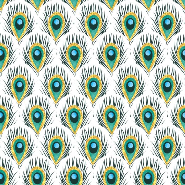 Mor Pankh Wallpaper for Wall, White and Green Pattern - Magicdecor®