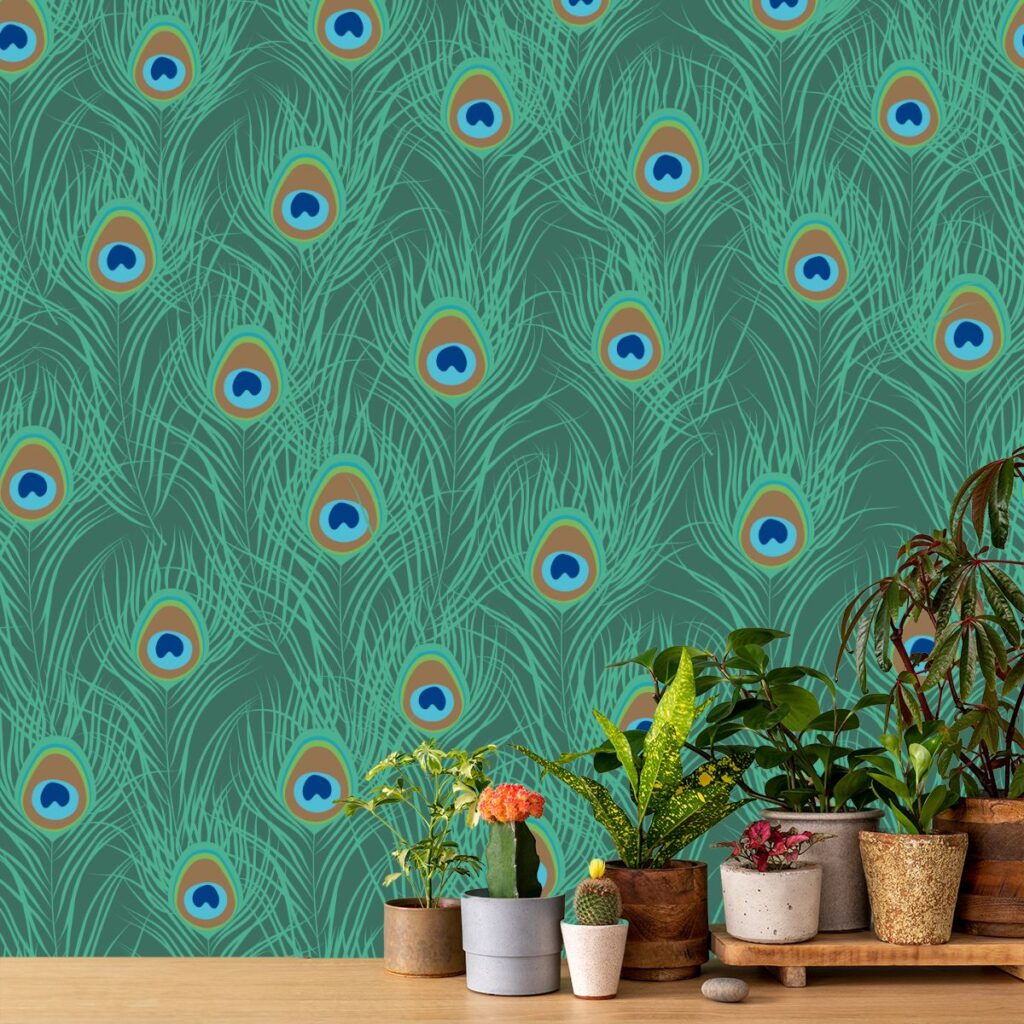 Mor Pankh Wallpaper for Wall, Dark Green Color - Magicdecor®