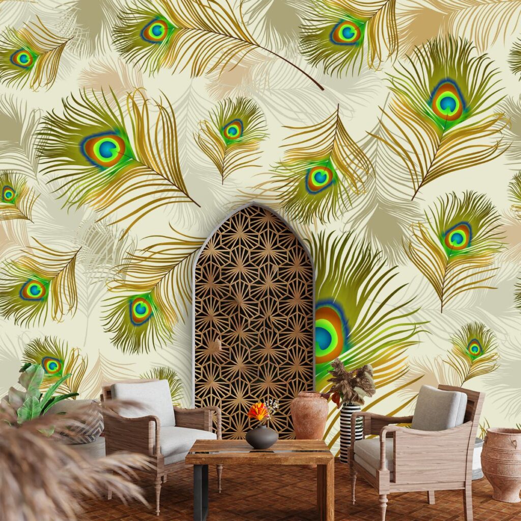 Mor Pankh Wallpaper for Wall, Exotic Pattern - Magicdecor®