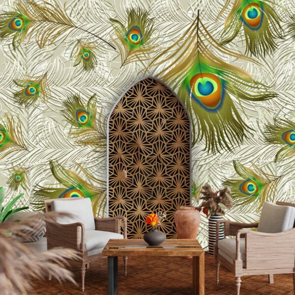 Mor Pankh Wallpaper for Wall, Intricate Decorative Pattern - Magicdecor®