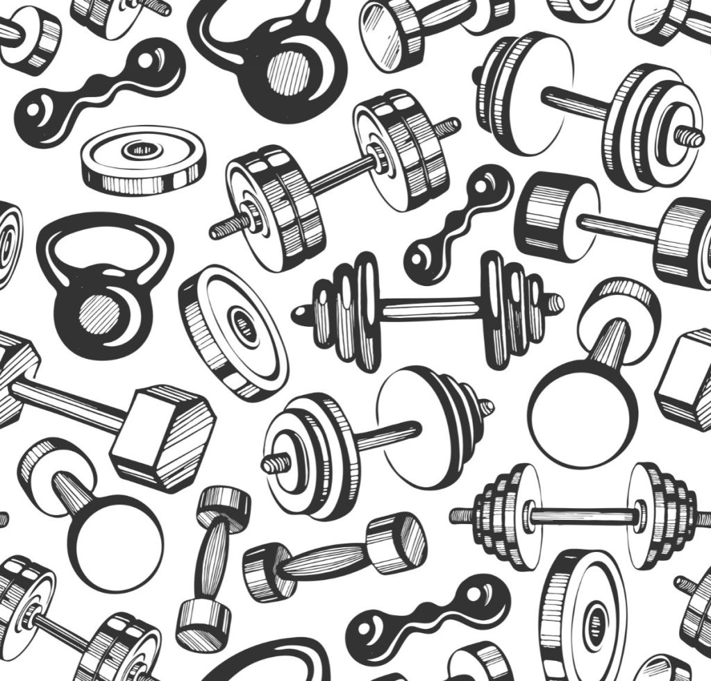 Balck and White Dumbles Pattern Gym Wallpaper - Magicdecor®