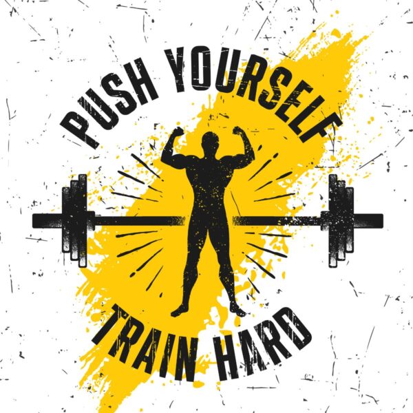Wallpaper for Gym Walls, Push Yourself Train Hard - Magicdecor®