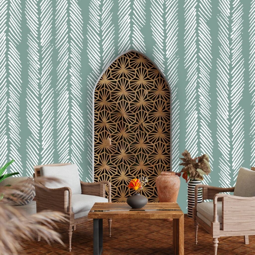 Green Weaving Pattern Wallpaper for Walls - Magic Decor