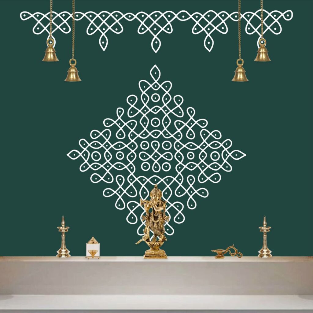 Big Kolam Borders Wallpaper for Pooja Room - Magicdecor®
