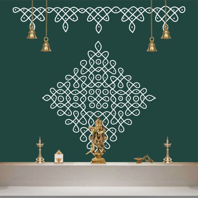 Big Kolam Borders Wallpaper for Pooja Room - Magicdecor®