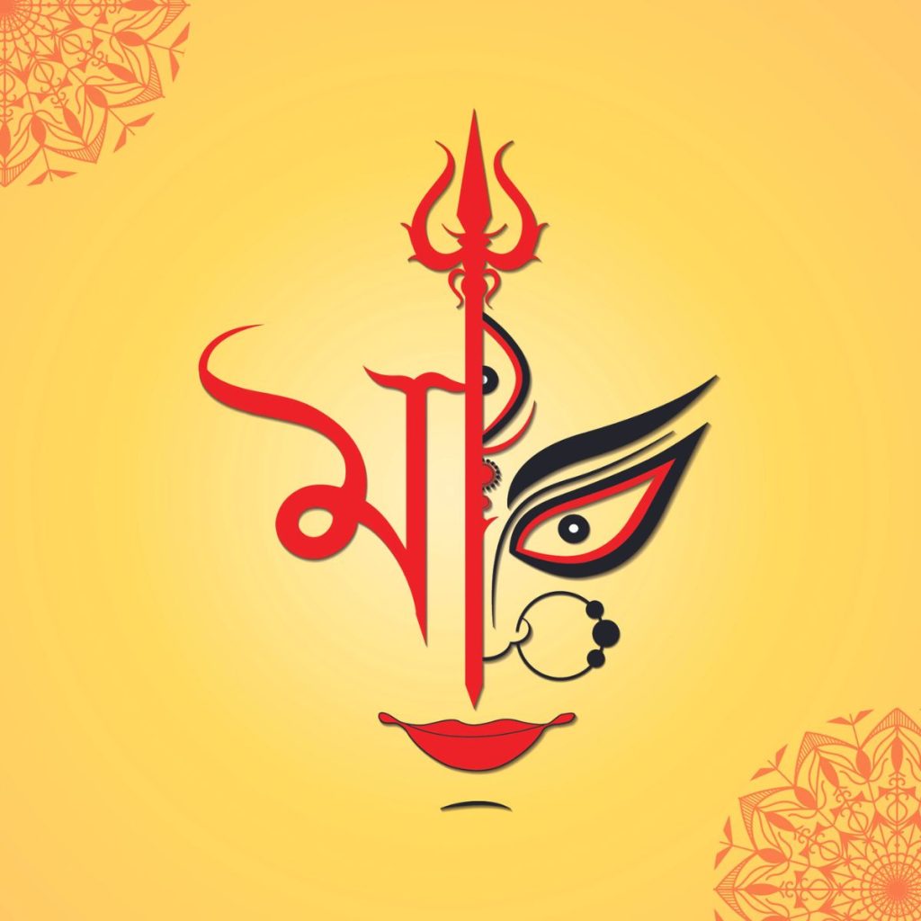 Durga Maa Trishul Symbol wallpaper for Pooja Room - Magicdecor®