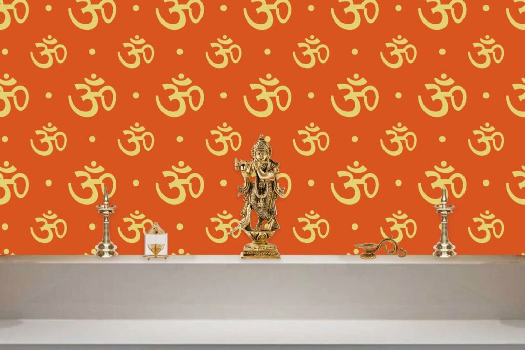 OM Pattern Wallpaper for Pooja Room - Magicdecor®