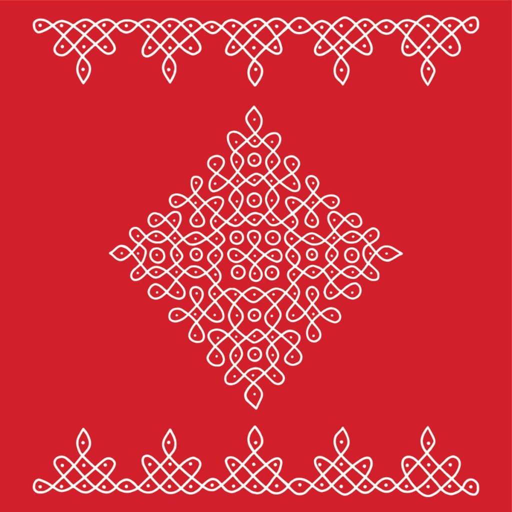 Red Color Big Kolam Border wallpaper for Pooja Room - Magicdecor®