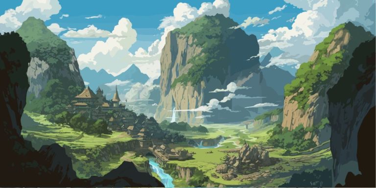 Anime Wallpaper for Wall, Isekai Scene in the Mountains - Magicdecor®
