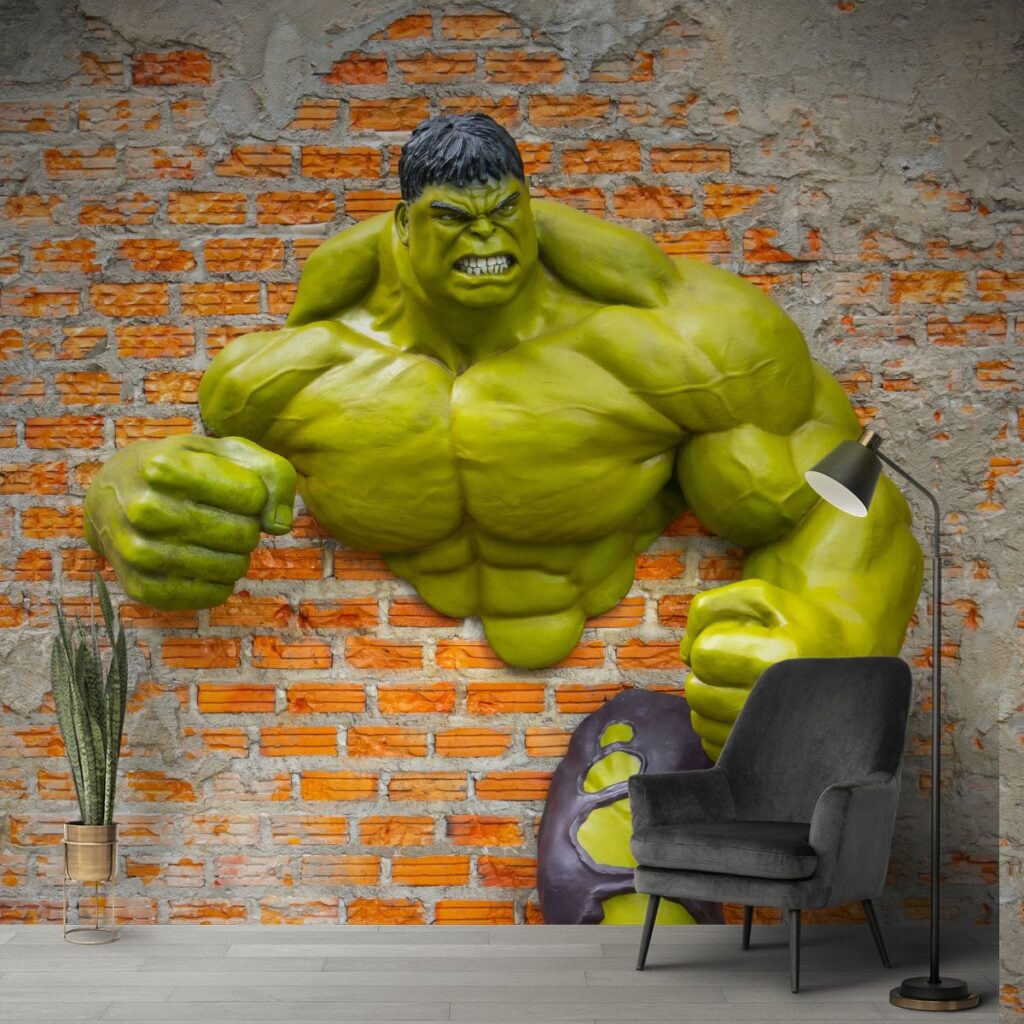 Hulk's Dominance 3D Wallpaper with Brick theme - Magicdecor®