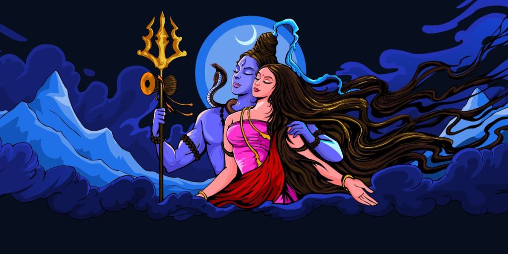 Shiv Shankar and Maa Parvati Wallpaper for Wall - Magicdecor®