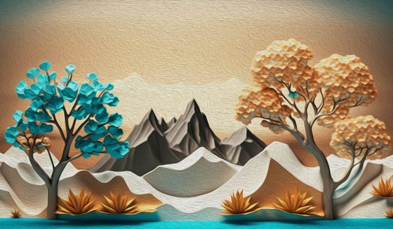 3D Trees and Mountains Wallpaper for Wall - Magicdecor®