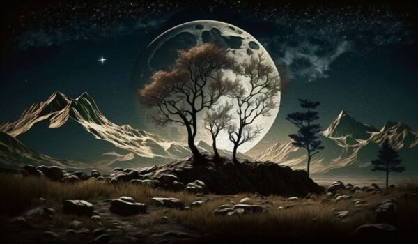 Trees and Moon Landscape Wallpaper for Wall - Magicdecor®