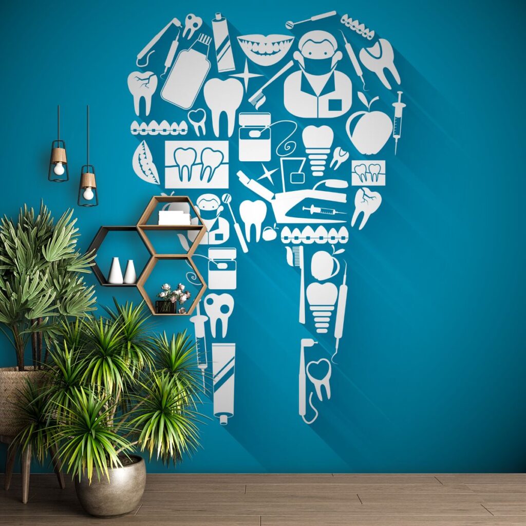 Tooth Design Dental Wallpaper for Clinic - Magicdecor®