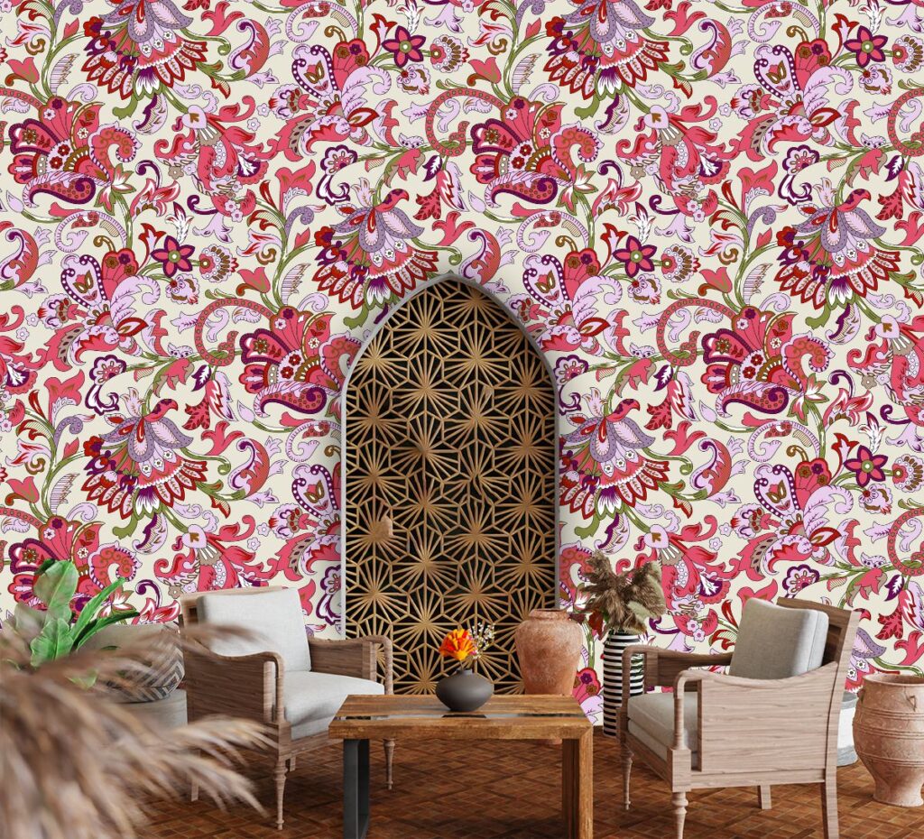 Traditional Paisely Indian Motif Wallpaper for Wall - Magic Decor