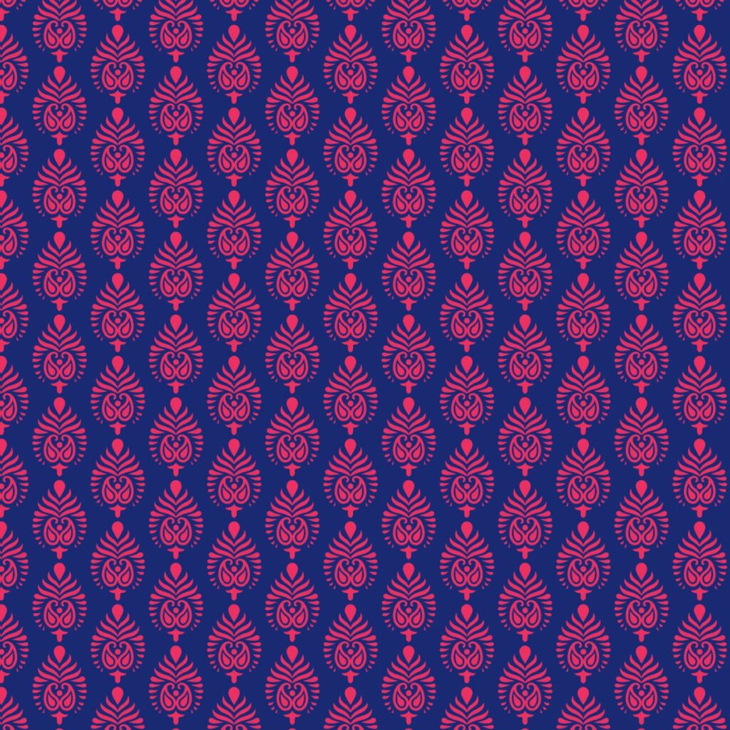 Vibrant Pink and Blue Color Indian Paisely Pattern Wallpaper for Wall - Magicdecor®