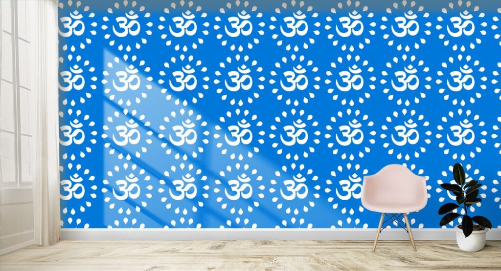 Rajasthani Bagru Block Print OM wallpaper for Wall - Magicdecor®