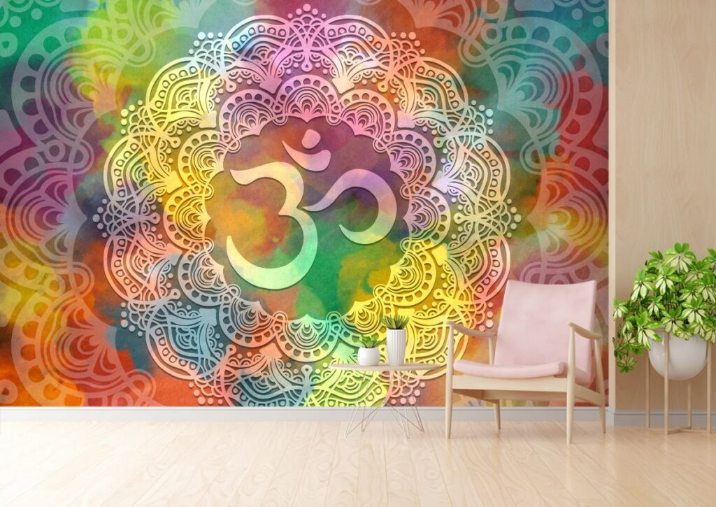 Abstract Mandala Graphic Design Wallaper for Wall With OM - Magicdecor®