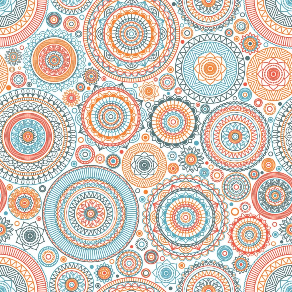 Eastern Style Blue and Red Mandala Design Wallpaper for Wall - Magicdecor®