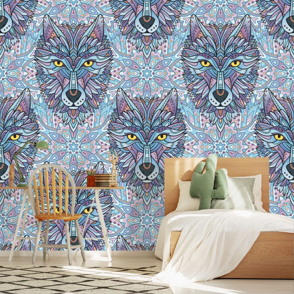 Ethnic Ornamental Seamless Pattern With Wolf Head And Mandala - Magic ...