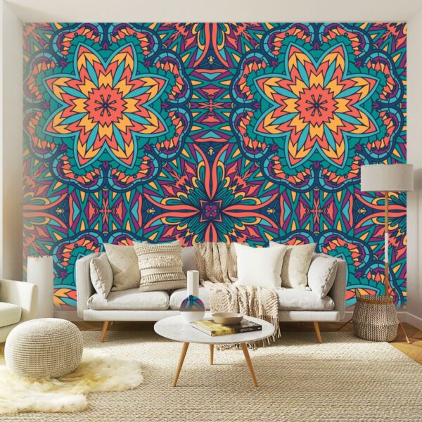Flower Fantasy Medallion Print Mandala Art Wallpaper for Wall - Magicdecor®