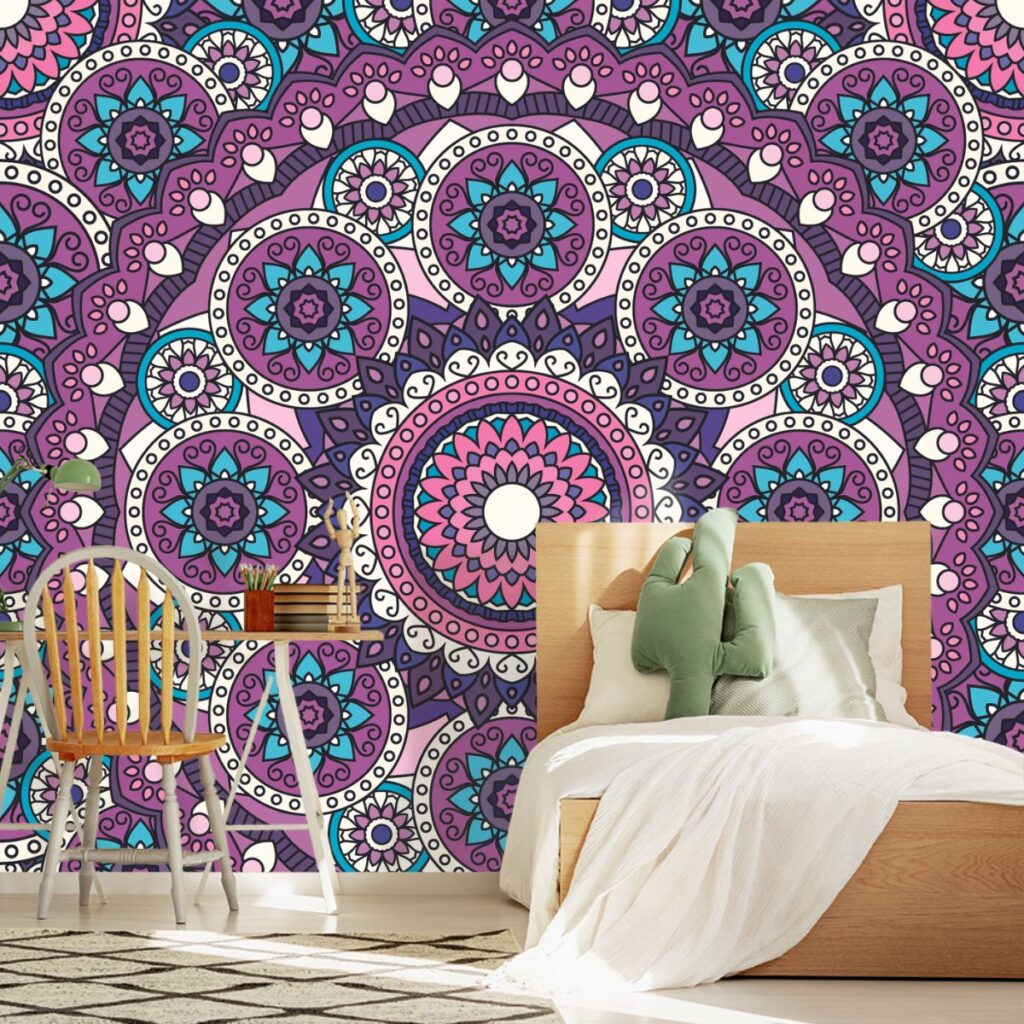 Mandala Pattern Colored Background Wallpaper Mural - Magicdecor®