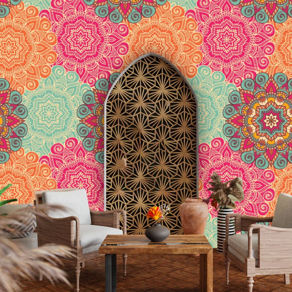 Multi Color Mandala Design Wallpaper for Wall - Magicdecor®