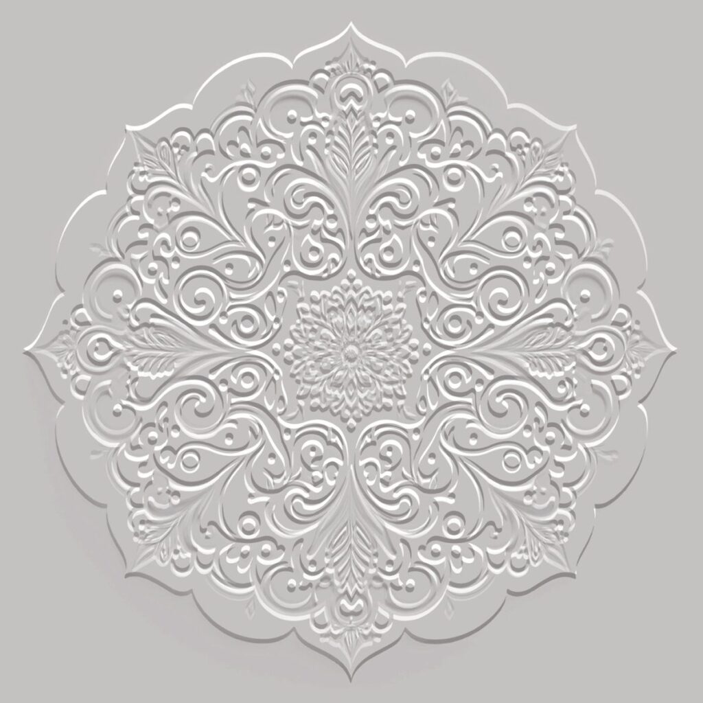 Vintage Emboss 3d Lines Round Damask Mandala Pattern Wallpaper for Wall ...