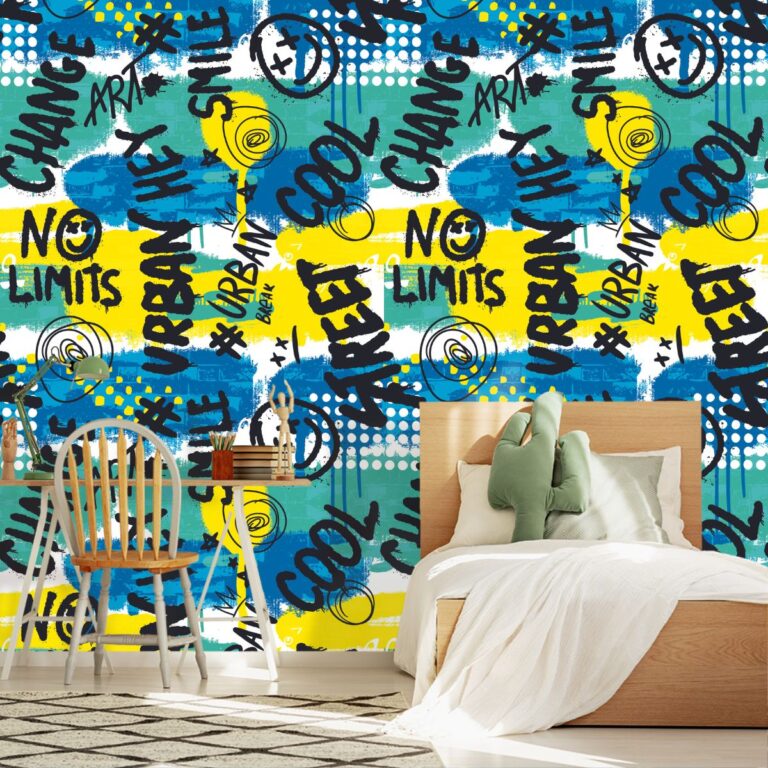 Bricks, Paint Drips, Words In Graffiti Style Wallpaper for Wall ...