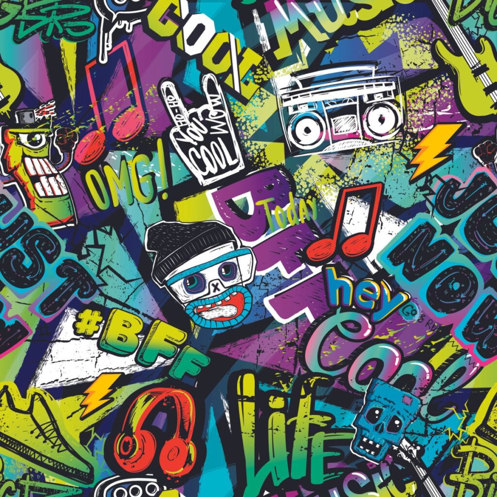 Graffiti Wall Art Wallpaper for Kids and Teenagers Rooms - Magicdecor®