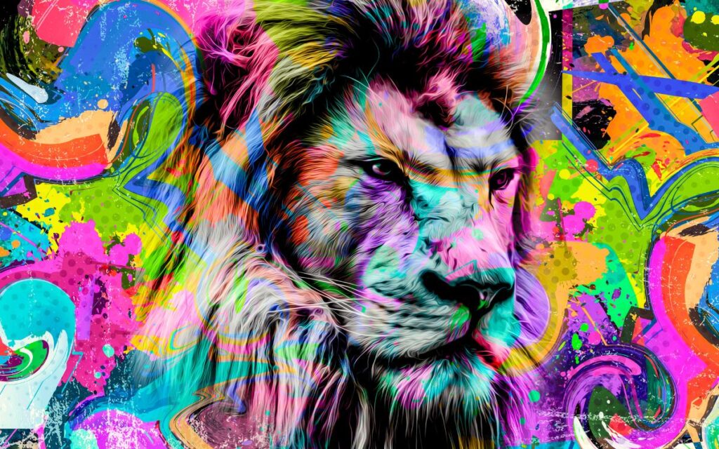 Lion Head In Colorful Graffiti Paint Wallpaper for Wall - Magicdecor®