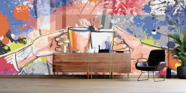 Tea and Coffee Time Graffiti Wall Art Wallpaper for Wall - Magicdecor®