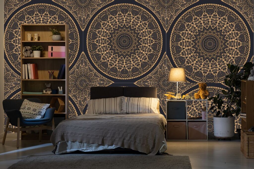 Golden Elegance Mandala Design Wallpaper - Magicdecor®
