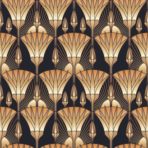 Golden Egyptian Lotus Art Deco Wallpaper for Wall - Magicdecor®