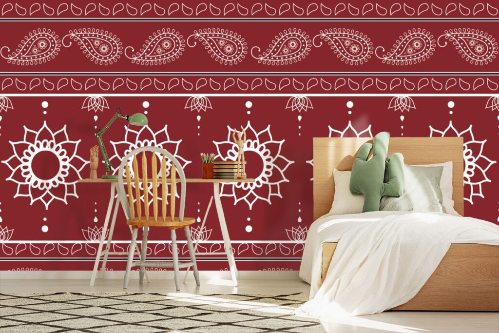 Lotus Mandala Paisley Indian Ethnic Wallpaper for Wall - Magicdecor®