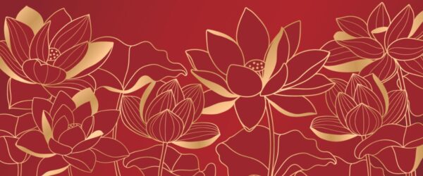 Luxury Wallpaper Design with Golden Lotus on Red Background for Wall ...