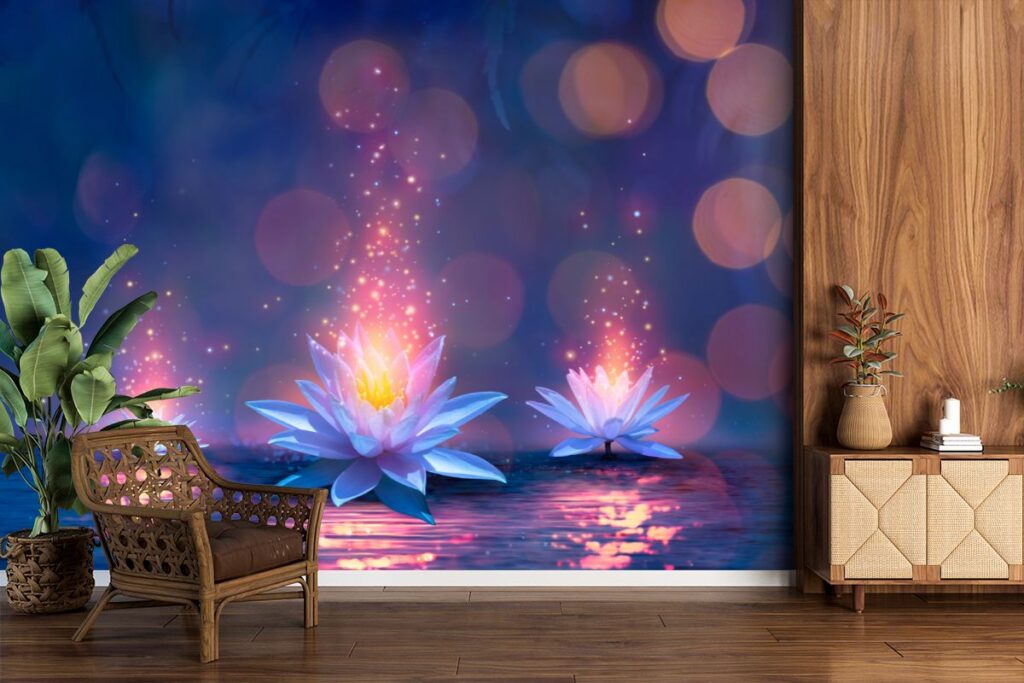 Magic Lotus Flower On Water Wallpaper for Wall - Magicdecor®
