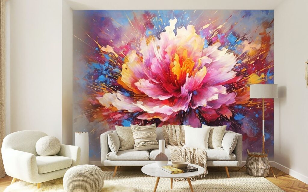 Modern Abstract Art of Lotus on Canvas Wallpaper for Wall - Magicdecor®