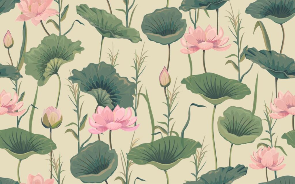 Serene Pink Lotus and Reeds Wallpaper for Wall - Magicdecor®