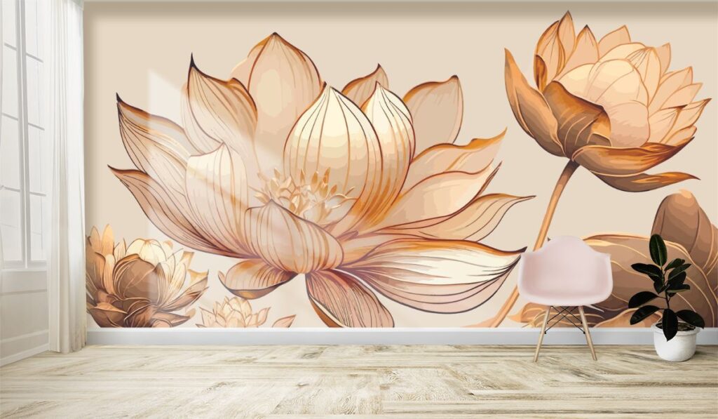 Spring Lotus Floral in Watercolor Wallpaper for Wall - Magicdecor®