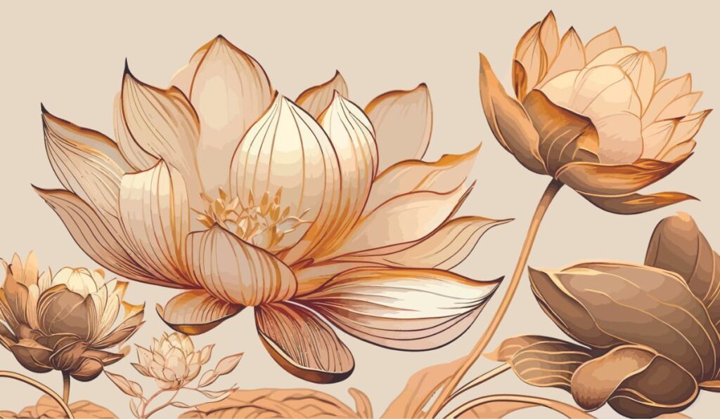 Spring Lotus Floral in Watercolor Wallpaper for Wall - Magicdecor®