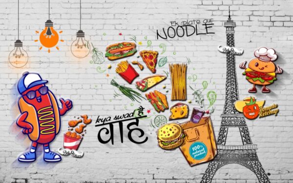 3d Food Wallpaper Mural for Restaurants and Home - Magicdecor®