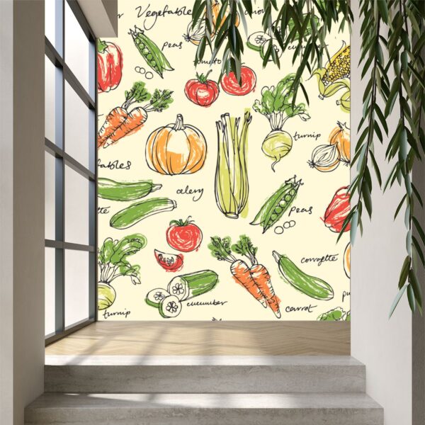 Assorted Vegetables Wallpaper for Wall - Magicdecor®