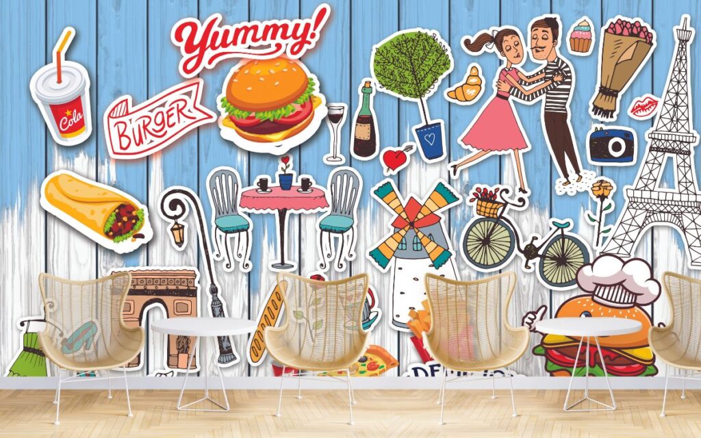 Fast Food Wallpaper Design For Restaurants and Hotels - Magicdecor®