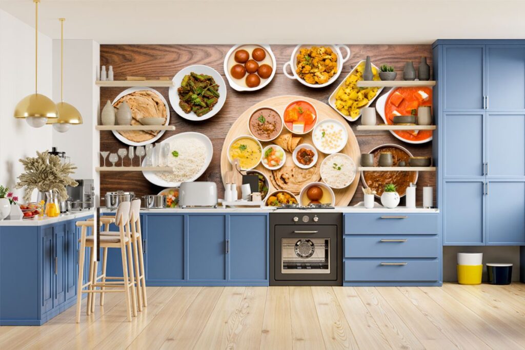 Indian Food Platter Wallpaper for Wall - Magicdecor®
